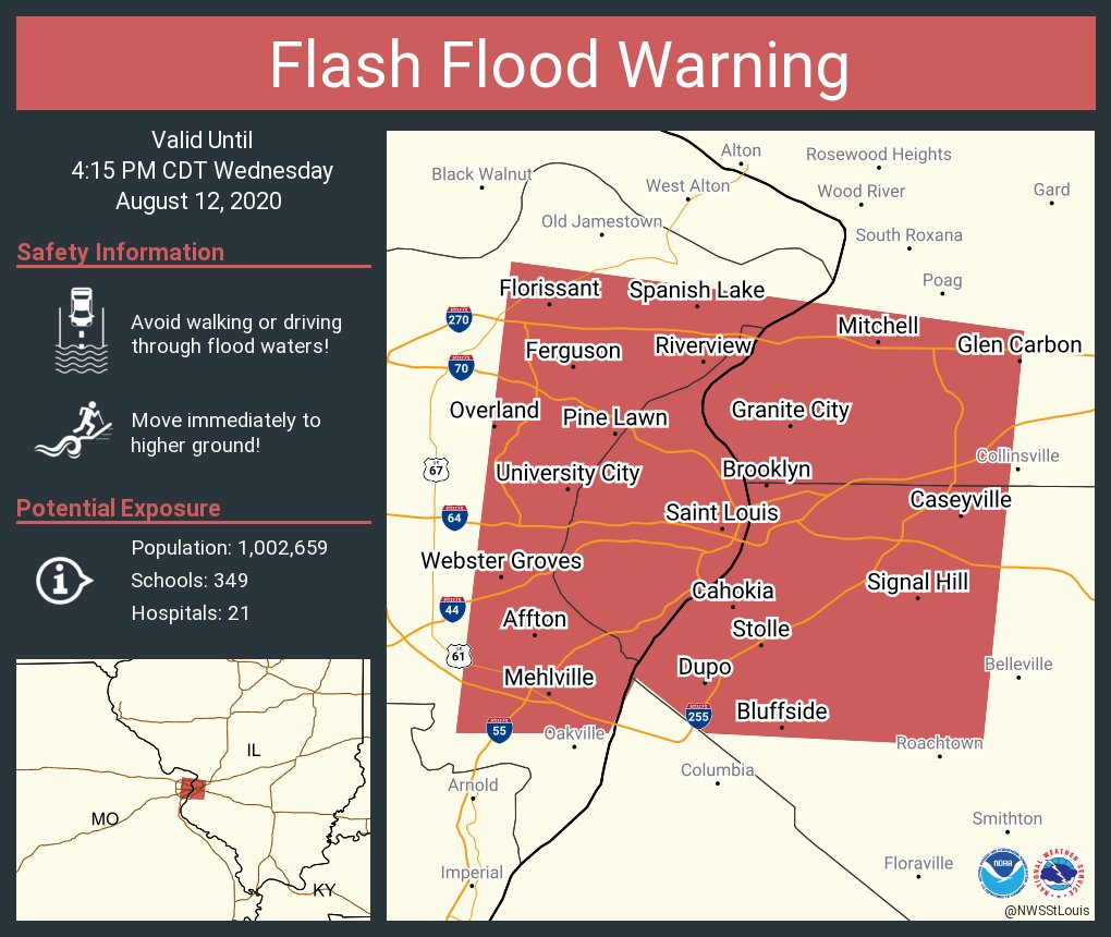 Flash flood warning issued for Crestwood, Affton, Mehlville, east St ...